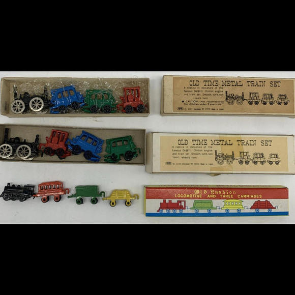 Toys | 3 Vintage Old Time Metal Train Sets Miniature Small Train ...